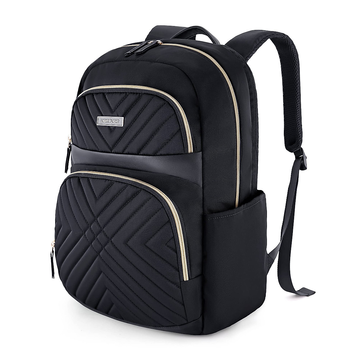 LIGHT FLIGHT Laptop Backpack for Women, Work Backpack Fits 15.6 Inch Computer Bookbags Back Pack with Charging Port Hole for Travel Work Business School College, Black