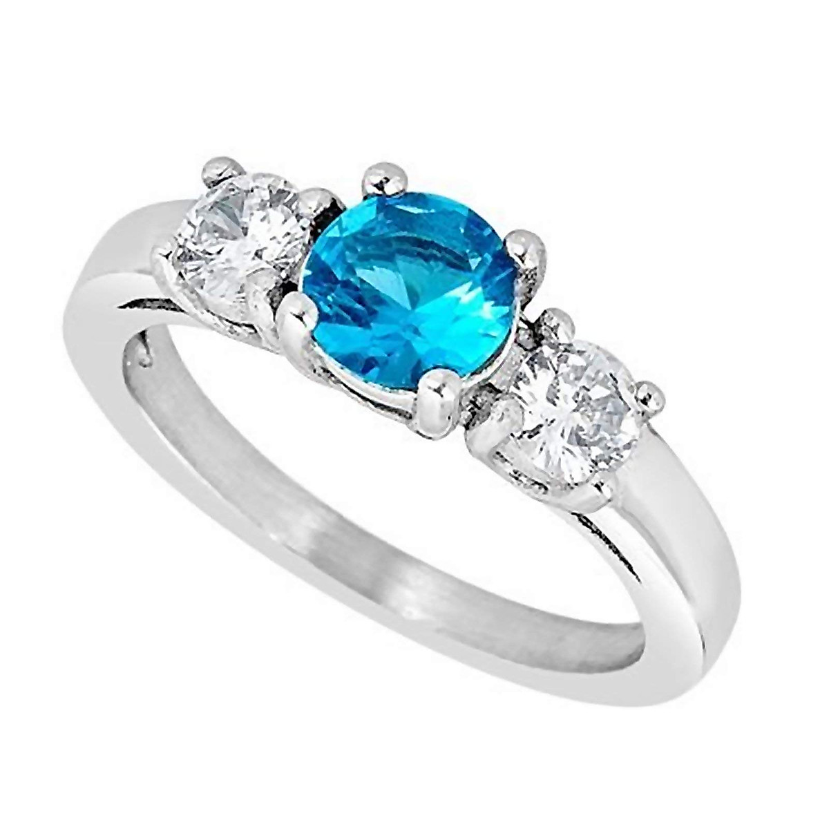 Fantasy Forge Jewelry Womens December Birthstone Ring Blue Cubic Zirconia Stainless Steel Anniversary Band Size 8