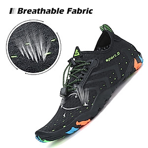 Mishansha Women's Water Shoes Breathable Beach Shoes for Men Barfoot Swim Shoes Quick-Dry Slip-On Aqua Shoe for Kayaking Fishing Diving Surfing Water Sports Carbon Black 11.5 Women/10 Men