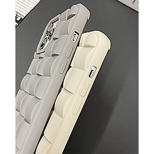 Ginkgonut Compatible with iPhone 13 Pro Max Case for Women/Girls, Cute 3D Laid Desgin Soft Silicone Shockproof Raised Bumper Corners Case for iPhone 13 Pro Max（Gray）