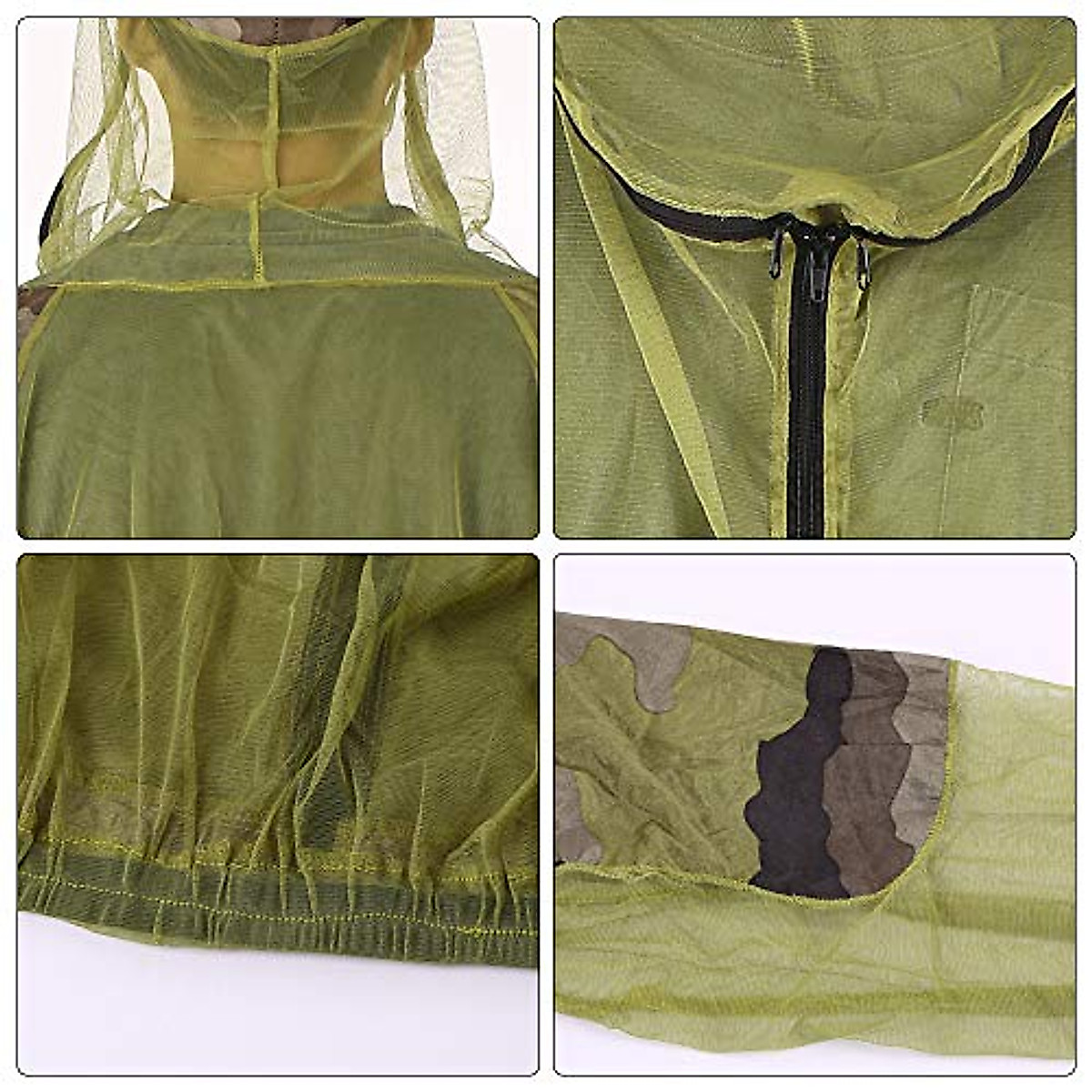 Lixada Outdoor Net Clothing Suit with Jacket Hood,Pants Net,Leg Gaiter and Gloves,Protective Whole Body Jacket Ultra-fine Mesh for Outdoor Fishing Hiking Camping Gardening