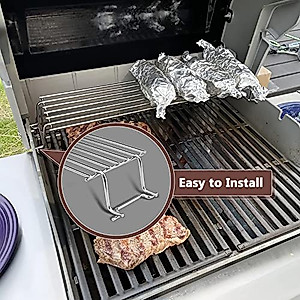 QuliMetal Stainless Steel Warming Rack for Weber Spirit II 200 Series (2017 and Newer), Weber Spirit II E210, II E220, II S210, II S220 with Up Front Control, Warming Grates Replace for Weber 67026