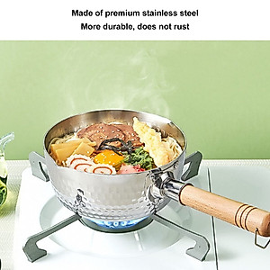 Japanese Saucepan Traditional Japanese Snow Pan Non Stick 20cm Diameter with Lid Wooden Handle Stainless Steel Milk Soup Pot for Home Kitchen