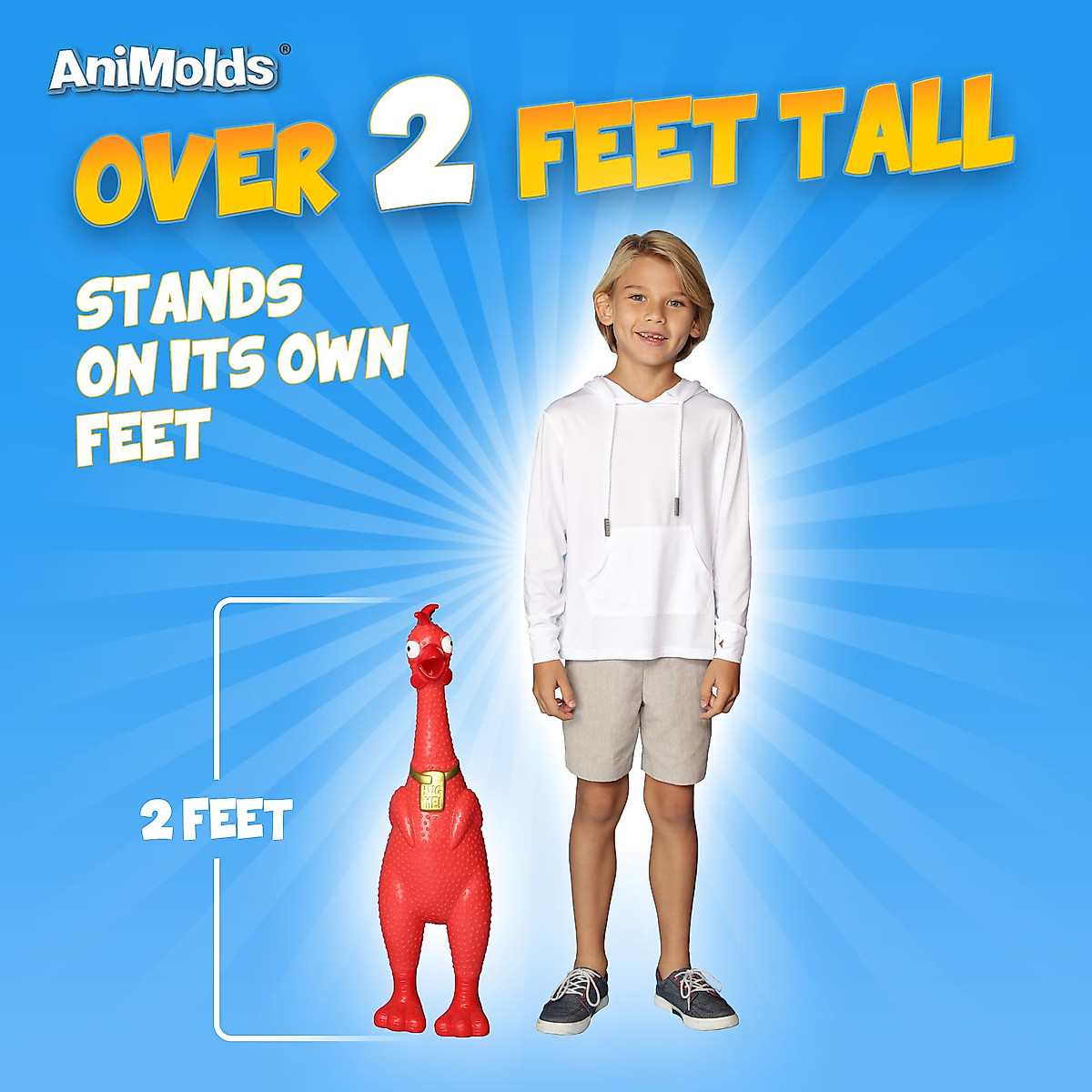 Animolds Hug Me Giant Rubber Chicken- Huge Stress Relief Screaming Chicken Toy | Screams Up to 45 Seconds- Novelty Gag and Prank Toys | Funny Toys Gifts for Christmas Stocking Stuffers for Kids Adult