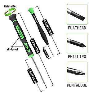 Screwdriver Set, 12 Pcs Small Screwdriver Set with Flathead Phillips Pentalobe Screwdriver In Different Sizes for iPhone PC Laptop Eyeglass Jewelry Watch