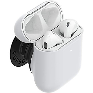 PopSockets PopGrip Headphone Case Compatible with AirPods: Swappable Grip and AirPods Holder for Phones and Tablets - White
