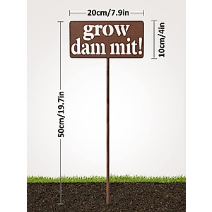 Grow Dammit Garden Signs Decor- Metal Garden Stakes Sign Funny Gardening Gifts with Gift Box for Women Men and Gardeners (19.7 Inches Tall)