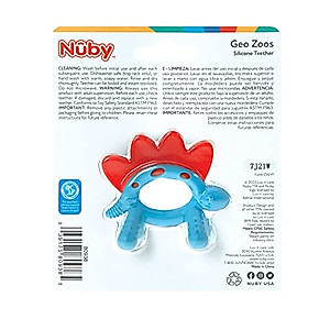 Nuby Geo Zoos Massaging Teether - Baby Teething Toy - Soft Easy Grip - 3+ Months - Dino