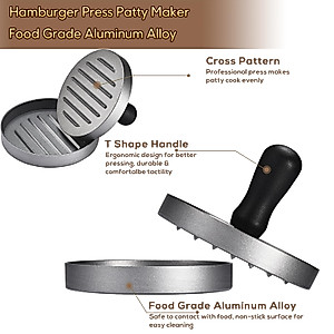 TIFMI 7" Burger Press & 4.6" Hamburger Press Patty Maker, Non-Stick Aluminum with 100 Patty Papers BPA Free, Cast Iron Grill Press for Perfectly Seared Bacon,Panini,Steak & Sandwiches