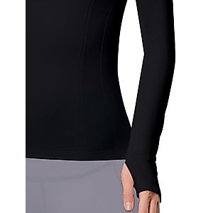 Gxpok Long Sleeve Workout Tops for Women Slim Fit,High-Stretch & Ultra-Soft Yoga Athletic Long Sleeve Shirts with Thumbhole(Black,S)