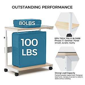 EUREKA ERGONOMIC Computer Tower Stand, Height Adjustable PC Stand,2-Tier ATX-Case CPU Holder Home Office Gaming Accessories with Rolling Wheels & Mouse Pad,Maple