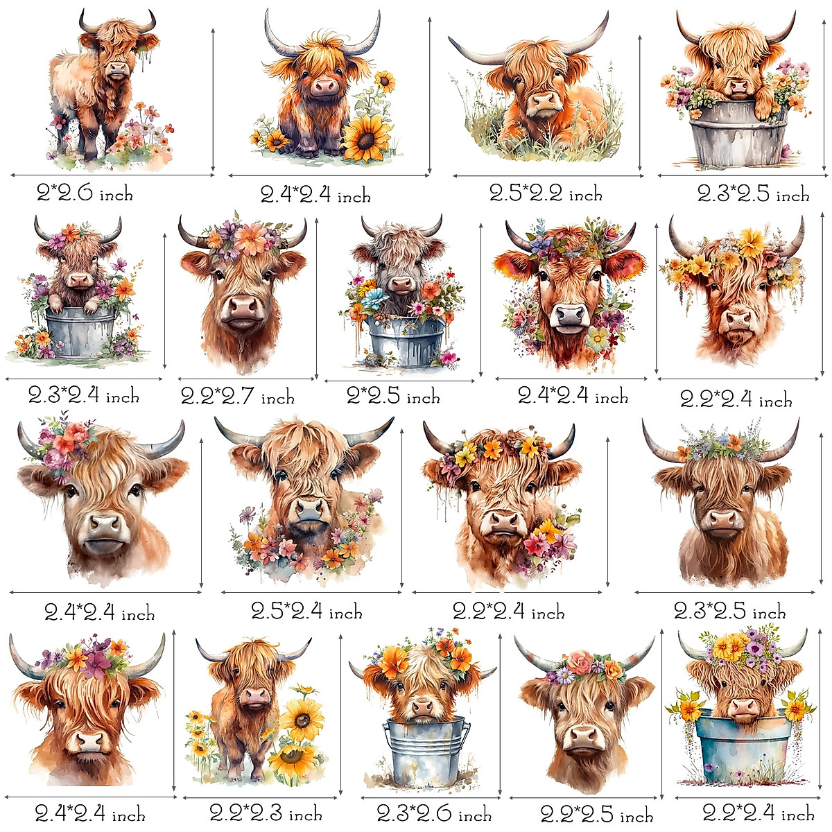 36Pcs Highland Cow Cupcake Toppers Highland Cow Birthday Decorations Highland Cow Party Supplies Highland Cow Cattle Cake Decorations for Farm Animal Birthday Party Baby Shower Supplies