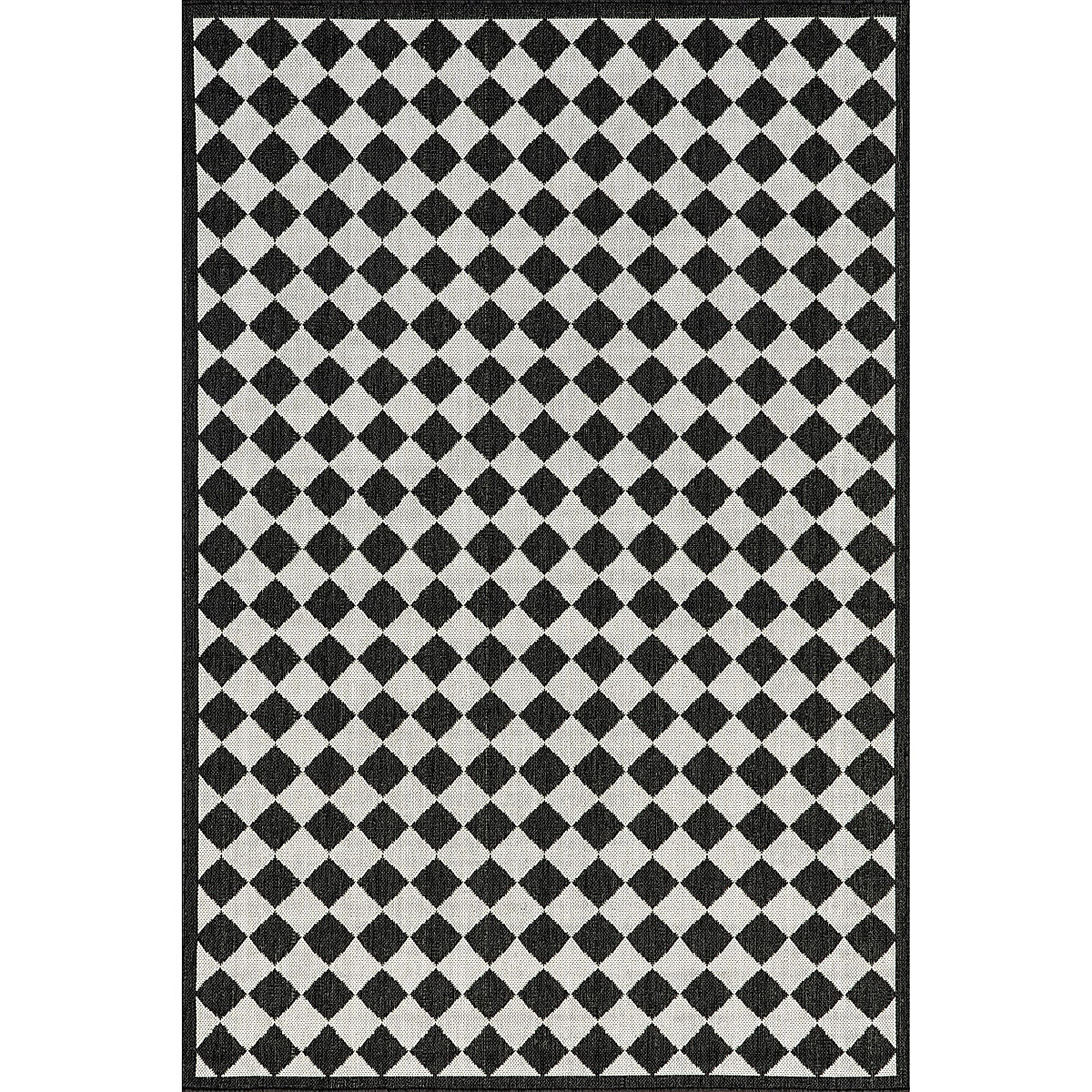 nuLOOM Myka Checkered Indoor/Outdoor Area Rug, 4' x 6', Black and White