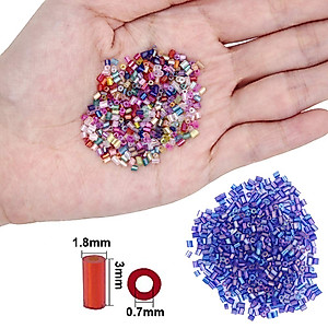 EuTengHao 14400pcs Tube Beads Bugle Glass Seed Beads Small Craft Spacer Beads for DIY Bracelet Necklaces Crafting Jewelry Making Supplies with Two Crystal String (3mm, 600 Per Color, 24 Colors)