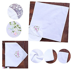 Cotton Embroidered Ladies Lace Handkerchiefs Pack