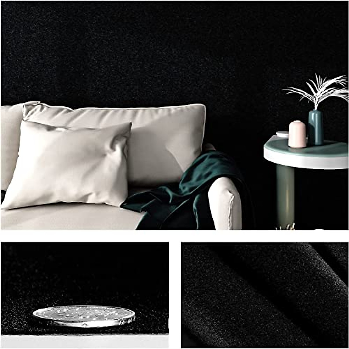 FunStick Self Adhesive Felt Fabric for Crafts 15.8"x78.8" Black Velvet Fabric Roll Soft Velvet Drawer Liners for Dresser Jewelry Box Black Felt Sheets Black Peel and Stick Wallpaper for Cabinets Shelf