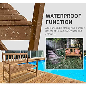 Patio Wood Bench Outdoor Garden Bench, Park Bench 705lbs Outside Porch Chair,Acacia Wood Furniture for Pool Backyard Balcony Deck Lawn Garden Yard Decor Patio ,Natural Oiled,48" W x 22" D x 33" H