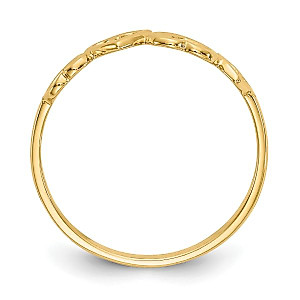IceCarats 14K Yellow Gold Heart Ring Love Band Size 7.00