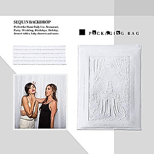 Sequin Curtains 2 Pieces White 2FTx8FT Sequin Photo Backdrop Birth Party Sequin Backdrop Curtain