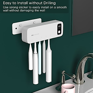 StarWin UV Toothbrush Dryer Holder, Fan Drying and Timer Function, Rechargeable Tooth Brush Holder Wall-Mounted for Bathroom, No Drilling, 5 Slots