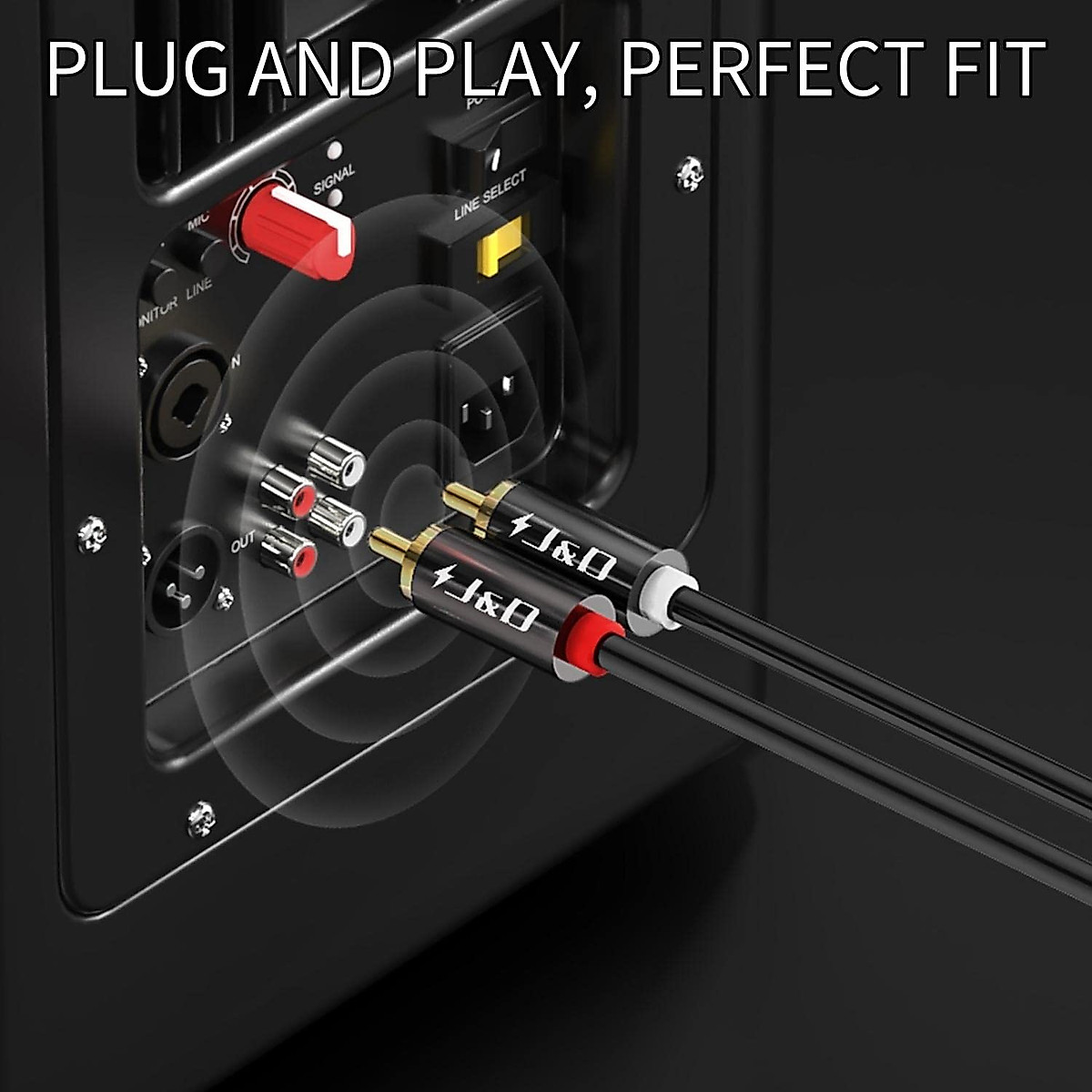 J&D 2 RCA M/M Stereo Audio Cable, Gold-Plated 2RCA Male to 2RCA Male Copper Shell Auxiliary Audio Cord for Home Theater HDTV Amplifiers Hi-Fi Systems Speakers, RCA Audio Cables, 6 Feet