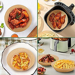 Air Fryer Paper Liner, Unbleached Oven Insert Parchment Paper, Disposable Non-stick Baking Paper for Frying, Baking, Roasting & Grilling (100Pcs-6.3")
