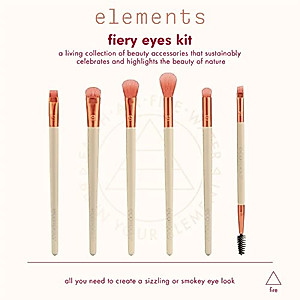 EcoTools Elements Fiery Eye Makeup Brush Set, For Eyeshadow & Eyeliner, Blending Brushes for Eyes, Eco Friendly Makeup Brushes, Limited Edition, Orange, Cruelty Free & Vegan, 6 Piece Set