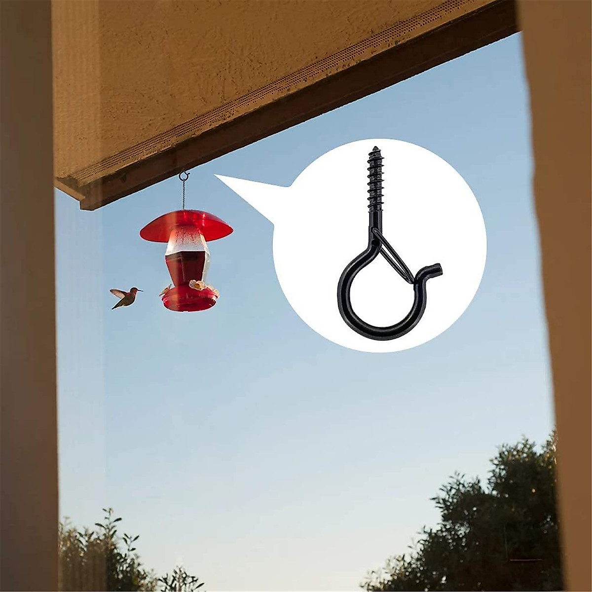 Wasnton 10 Pcs Q-Hanger Screw Hooks with Safety Buckle Design，Wall Mount 2.2 Inch Ceiling Hooks for Hanging Plants Outdoor Wire Fairy Hangers Lights and ​Party