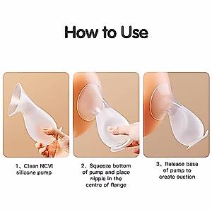 NCVI Silicone Breast Pump, Milk Collector with Suction Base, Dust Proof Cap and Stopper, Food Grade Silicone Milk Saver, BPA Free, Manual Breast Pump for Breastfeeding, 5oz/160ml