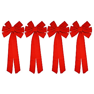 Black Duck Brand Set of 4 Christmas Red Velvet Bows 26" x11.5" 10-Loop Holiday/Christmas Bows!