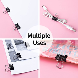 Metal Small Binder Clips Small for Paperwork,50 Pack 3/4 Inch Paper Clamps Clips Office Supplies,Mini Black Office Clips