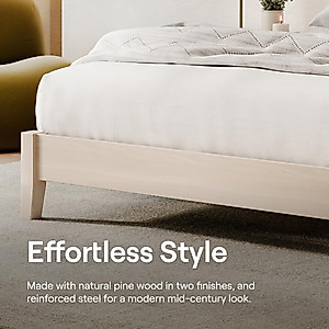 Nectar Premier Wood Platform King Bed Frame - Natural - 12” Height - Contemporary and Durable - Sturdy Wooden Slats for Support - Easy Assembly - Holds Up to 800 Pounds