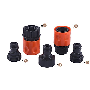 HQMPC 20 Pieces Plastic Garden Quick Connectors Garden Hose Connector Hose Adapter 3/4"GHT Female And Male Couplers 3/4"GHT Female Males Male Nipples 4SETS(20PCS CONNECTORS)