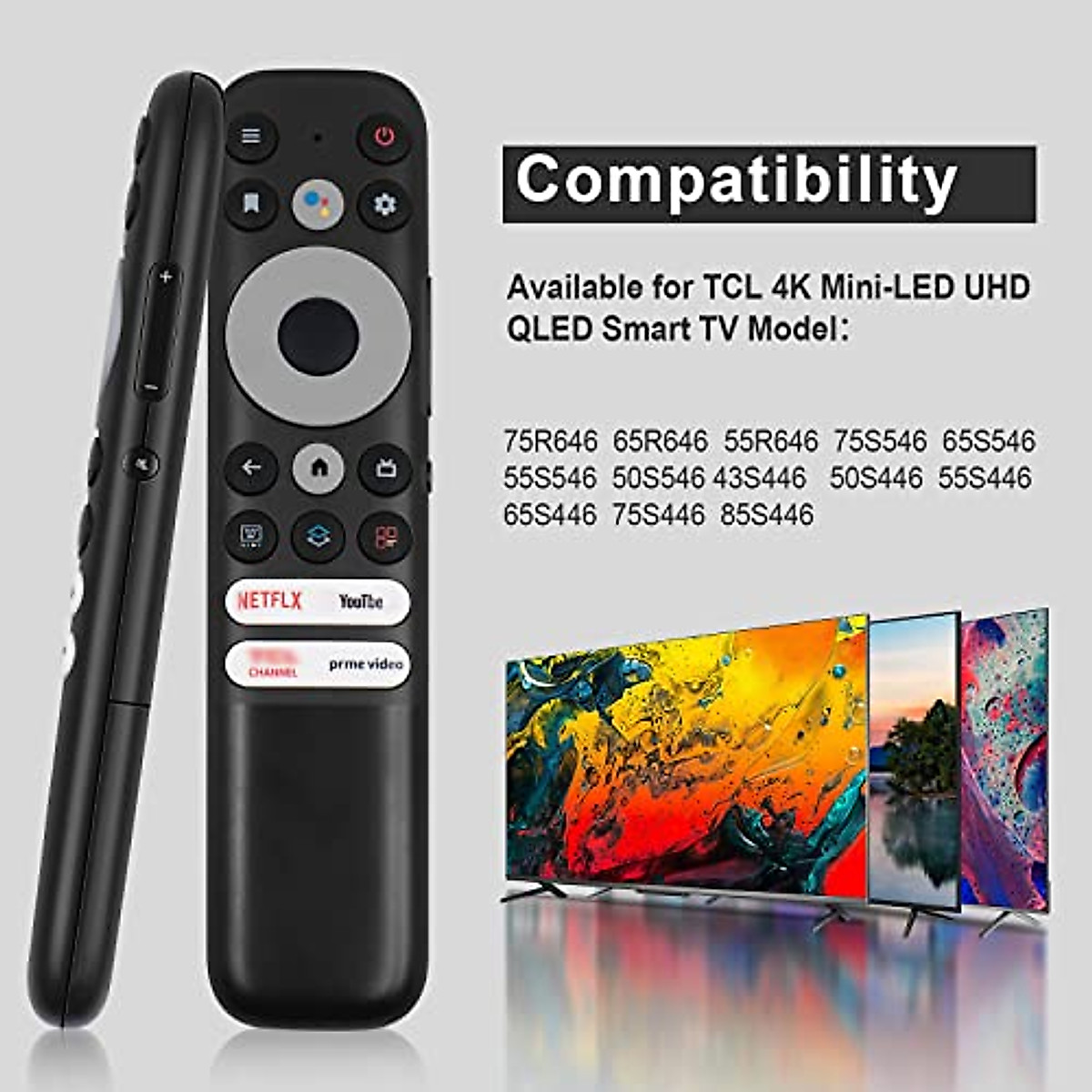 RC902N FMR1 Replacement TV Voice Remote Control,Applicable for TCL 55R646 65R646 75R646 50S546 55S546 65S546 75S546 50S446 43S446 55S446 65S446 75S446 85S446 Mini-LED QLED 4K UHD Smart TV