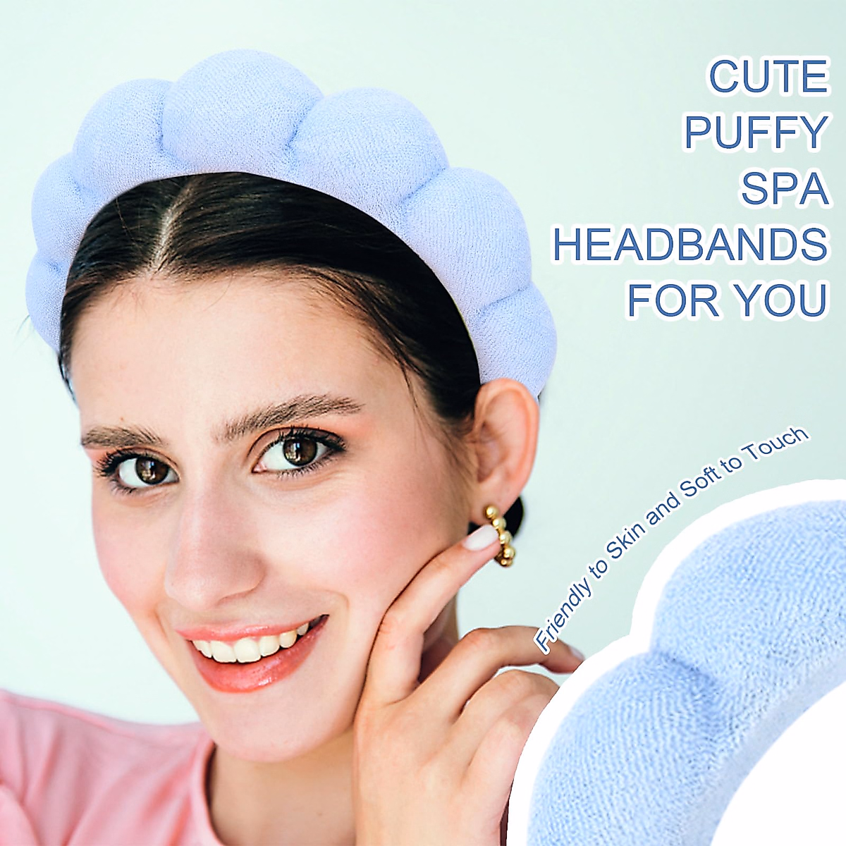 ACO-UINT 3 Pack Spa Terry Cloth Headbands - Puffy Hair Bands for Skincare, Makeup, and Face Washing