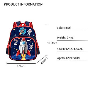 YUNYINIE Kids Space Astronaut Backpack for Boys Girls, Modern Travel Galaxy Rocket School Book Bags,12.6 Inch