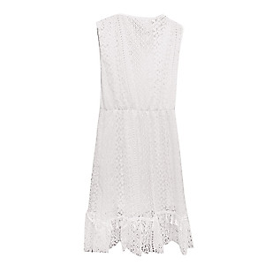 Dresses for Women 2023 Wedding Guest Ladies Sleeveless Embroidery Tassel Lace Trim Stitching Casual Fashion Dress White