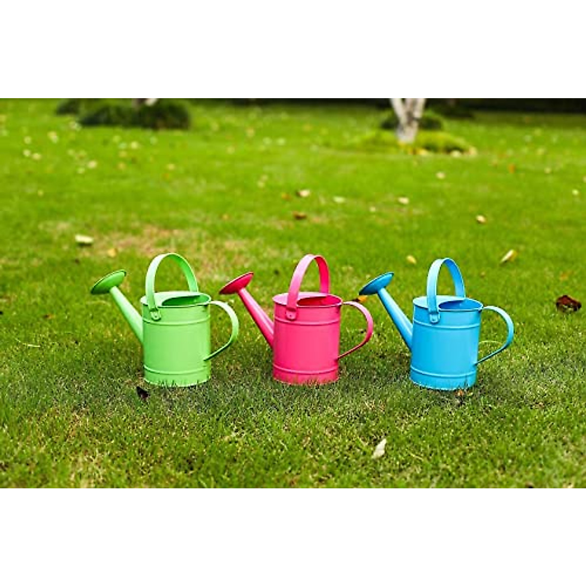 SUQ I OME 1.5L Small Metal Watering Can -Garden Outdoor Watering Can Bucket - Small Portable Indoor Watering Equipment with Anti-Rust Powder Coating Treatment Blue