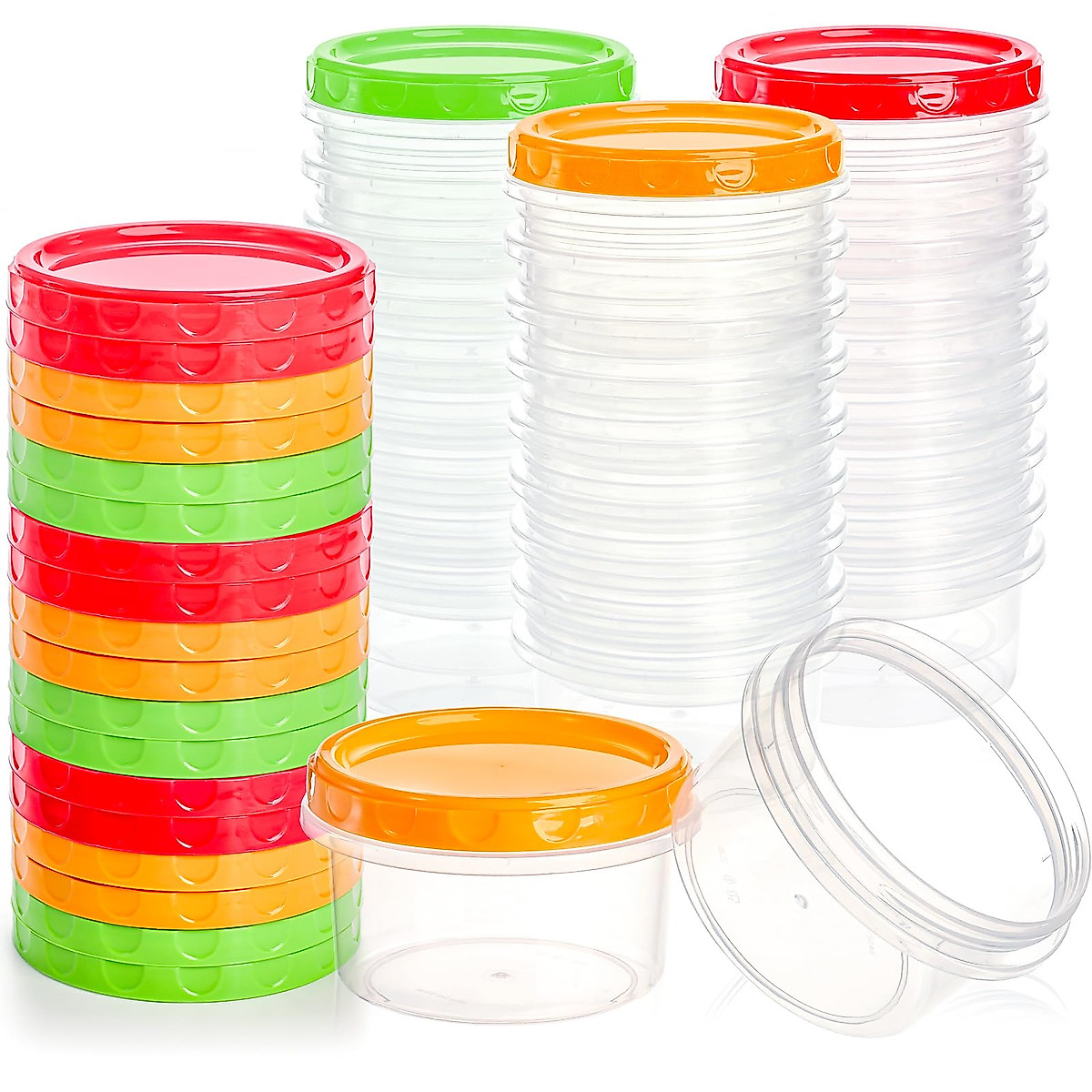 Elsjoy 36 Pack 8 oz Freezer Food Storage Container with Lid, Reusable Small Food Container Twist Top Plastic Condiment Cup, Leak Proof Deli Storage Containers, Freezer & Dishwasher Safe