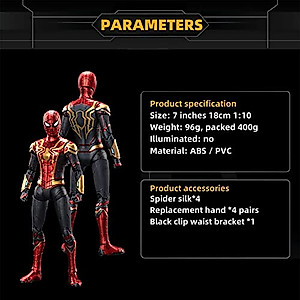 LonullyMege No Way Home Spiderman Action Figures-2022 New Released Legends Movie Hero Series-All Joints Movable 7 Inch Exquisite Collection Iron Spiderman Toy (Gold & Red)
