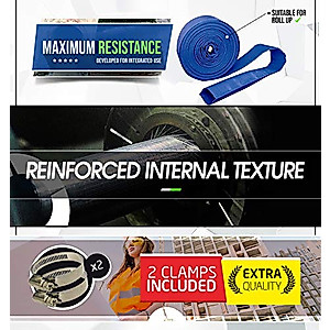 Schraiberpump 2-Inch by 100-Feet- General Purpose Reinforced PVC Lay-Flat Discharge and Backwash Hose - Heavy Duty (4 Bar) 2 CLAMPS INCLUDED (2 INCH)