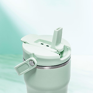 Zak Designs Harmony 2-in-1 Coffee Tumbler for Travel or At Home, 30oz Recycled Stainless Steel is Leak-Proof When Closed and Vacuum Insulated with Handle (Icicle Mint Green)