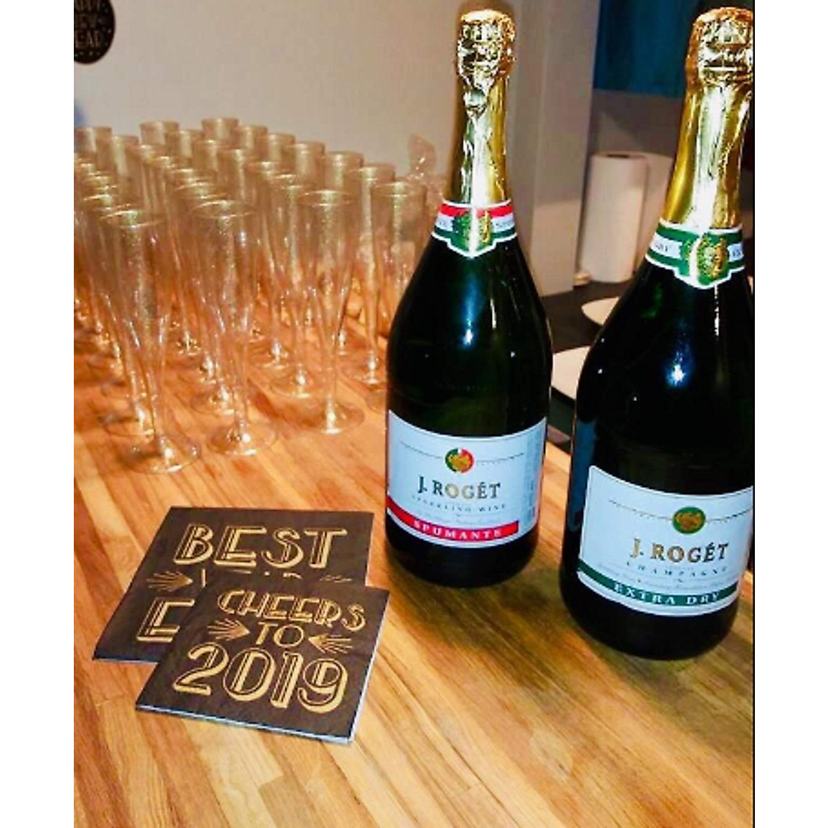 Oojami Gold Glitter Plastic Classicware Glass Like Champagne Wedding Parties Toasting Flutes (1 Box = Quantity 30)