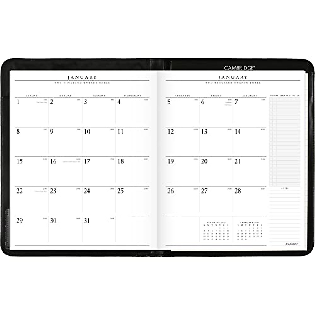AT-A-GLANCE Executive 2023 RY Monthly Padfolio, Black, Large, 9" x 11"