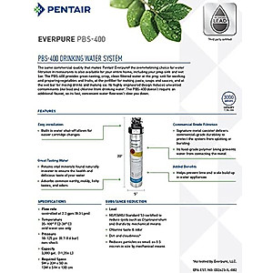 Pentair Everpure PBS-400 Quick-Change Filter Cartridge, EV927086, For Use In Everpure PBS-400 Drinking Water System, 3,000 Gallon Capacity, 0.5 Micron