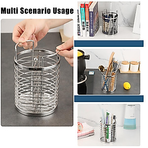 lengenyen Kitchen Utensil Holder,Kitchen countertop Utensil Organizer,Stainless Steel Modern Metal Utensils Counter Storage for Party Spoon and Fork Holder