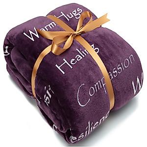 Chanasya Premium Sympathy Warm Hugs Gift Throw Blanket - for Positive Energy Love Support Comfort - Breast Cancer Chemo Get Well Purple Gift Blanket - Women Mom Grandma (60x70 Inch) Aubergine