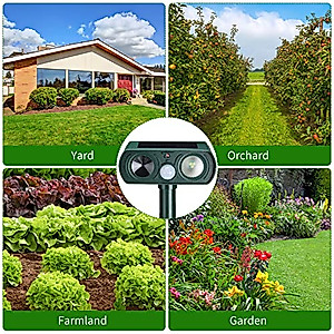 Kittmip Ultrasonic Solar Animal Repeller, Solar Outdoor Animal Repeller Motion Detection with LED Flash Light Alarm Defender Cat