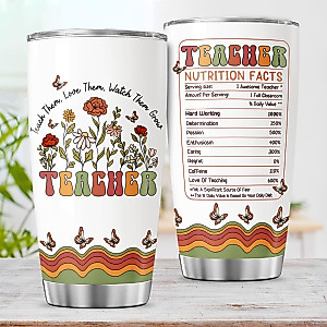 HUBUPU Tumblers Teachers Pack Coffee Women For Gift Music Cups Appreciation Stainless Steel, Teacher Gifts, Tumbler 20 Oz With Lid And Straw, Teacher Nutrition Facts