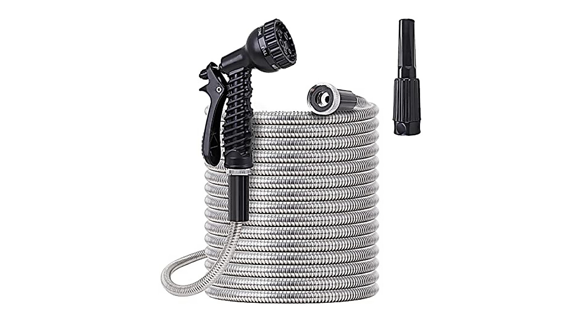 FOXEASE 25ft Metal Water Hose: Tangle-Free, Kink-Proof & Durable